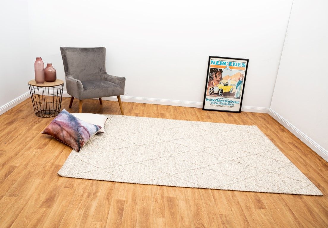 Diamond Light Grey Felted Wool Rug